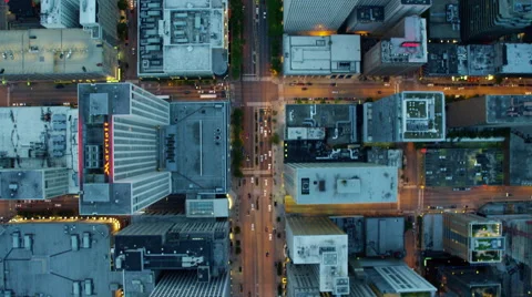 Aerial overhead sunset view of Chicago c... | Stock Video | Pond5