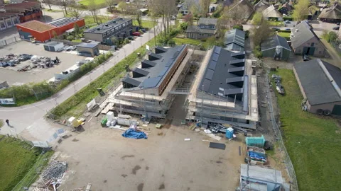 aerial overview of construction site wit... | Stock Video | Pond5