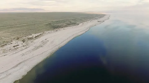 aerial overview of Salton Sea, Salt lake... | Stock Video | Pond5