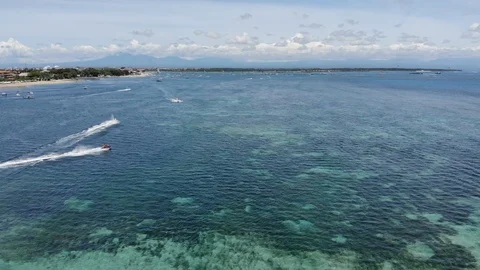 Aerial overview of tropical sea shore wi... | Stock Video | Pond5
