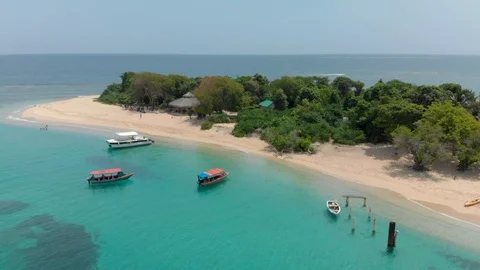 Aerial Pan Left To Right of Small Remote... | Stock Video | Pond5