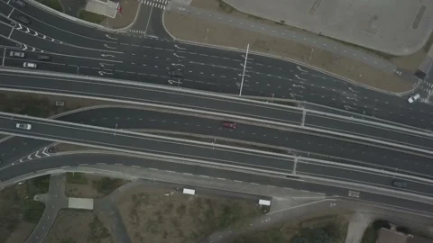 Aerial plan view of turbo roundabout int... | Stock Video | Pond5