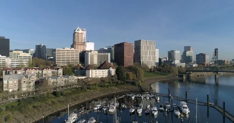 Aerial of the Portland boat marina with ... | Stock Video | Pond5