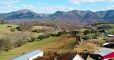 Aerial, pov, rural landscape in Virginia... | Stock Video | Pond5