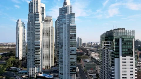 Aerial pull out view of skyscrapers at P... | Stock Video | Pond5