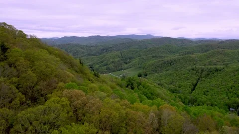 aerial push over ridge in blue ridge and... | Stock Video | Pond5