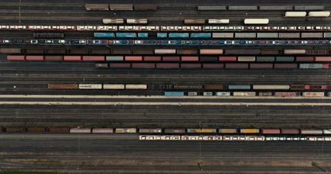 Aerial Railway Tracks switchyard top dow... | Stock Video | Pond5
