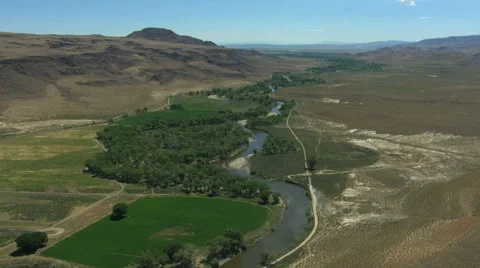 Aerial Rangeland river valley vegetation... | Stock Video | Pond5