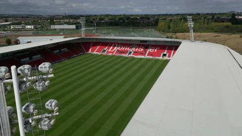 Aerial reveal of Doncaster Rover footbal... | Stock Video | Pond5