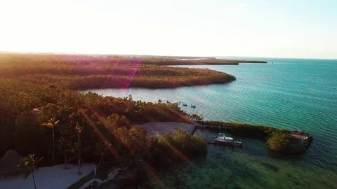 Aerial reverse flyover of Florida keys b... | Stock Video | Pond5