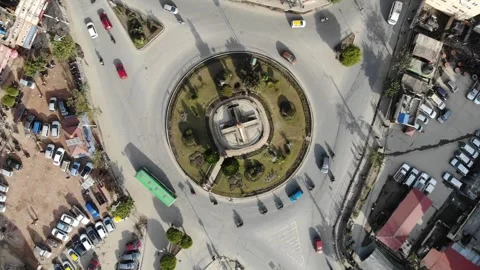 Aerial Rocket Shot of Busy Roundabout in... | Stock Video | Pond5