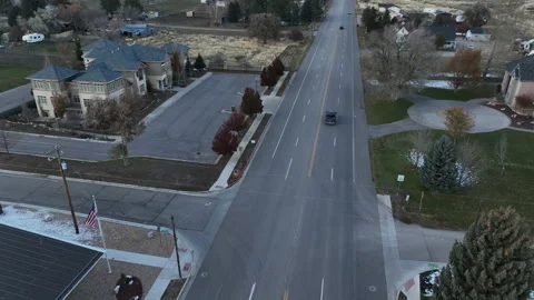 Aerial rural town main street follow She... | Stock Video | Pond5