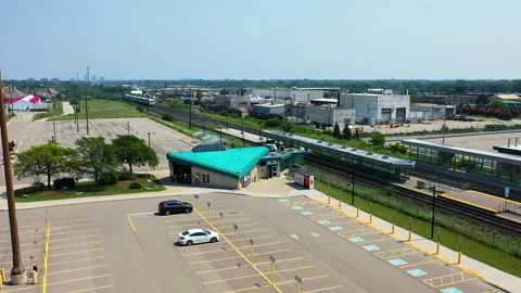 Aerial scene of Go Transit Station in Oa... | Stock Video | Pond5