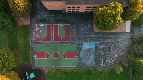 Aerial of school in community. View of p... | Stock Video | Pond5
