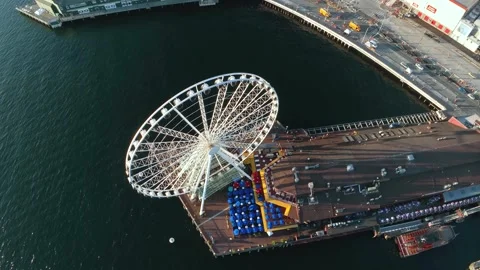 Aerial shot of the Big Wheel on downtown... | Stock Video | Pond5