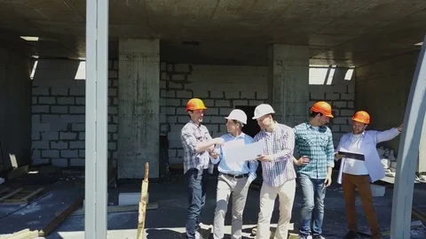 Aerial Shot Of Builders Team On Construc... | Stock Video | Pond5