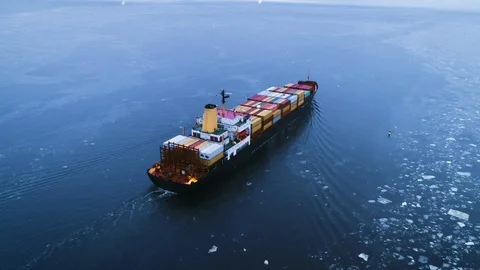 Aerial Shot of the Cargo Ship Moving Thr... | Stock Video | Pond5