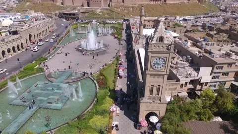 An aerial shot of the city of Erbil show... | Stock Video | Pond5