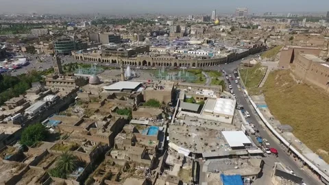 An aerial shot of the city of Erbil show... | Stock Video | Pond5