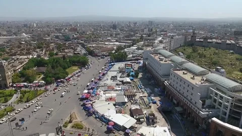 An aerial shot of the city of Erbil show... | Stock Video | Pond5