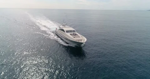 Aerial shot with a drone of Luxury Yacht... | Stock Video | Pond5