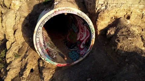 Aerial shot of an empty pipeline | Stock Video | Pond5