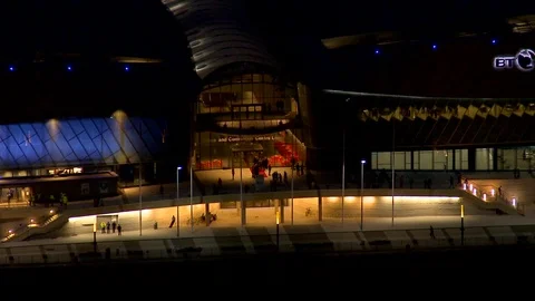 Aerial shot, Entrance To Arena and Conve... | Stock Video | Pond5