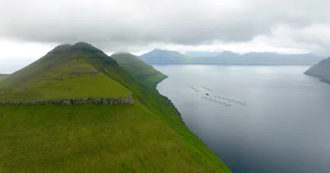 Aerial Shot Of Fish Enclosures Floating ... | Stock Video | Pond5