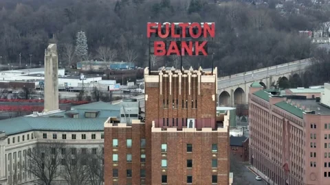 Aerial shot of Fulton Bank building and ... | Stock Video | Pond5