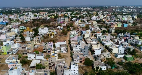 Aerial shot of Indian residential area w... | Stock Video | Pond5