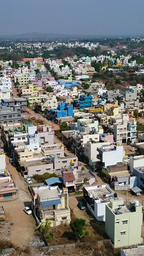 Aerial shot of Indian residential area w... | Stock Video | Pond5
