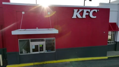 Aerial shot of KFC logo and drive-throug... | Stock Video | Pond5