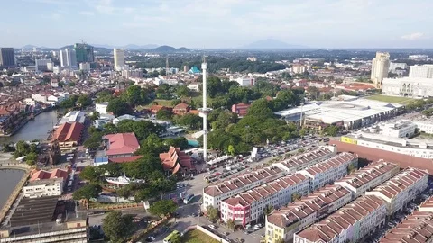 Aerial shot of Menara Taming Sari revolv... | Stock Video | Pond5