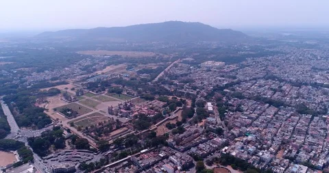 Aerial shot of Mysore city and its surro... | Stock Video | Pond5