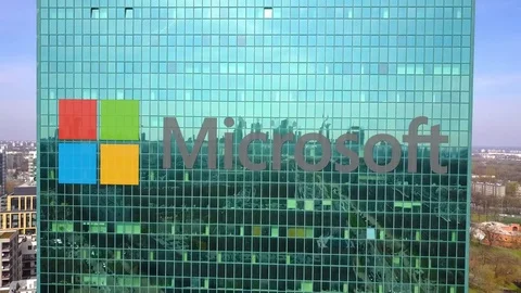 Aerial shot of office skyscraper with Mi... | Stock Video | Pond5