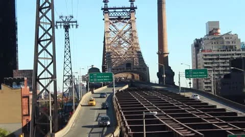 aerial shot over queens boro bridge NYC | Stock Video | Pond5