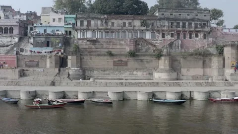 An Aerial shot of Panchakot Ghat at Gang... | Stock Video | Pond5