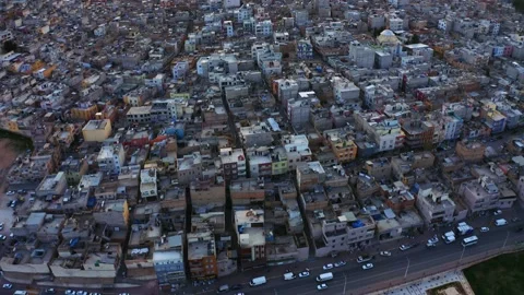Aerial shot of the slum. sunset. 4K. urb... | Stock Video | Pond5
