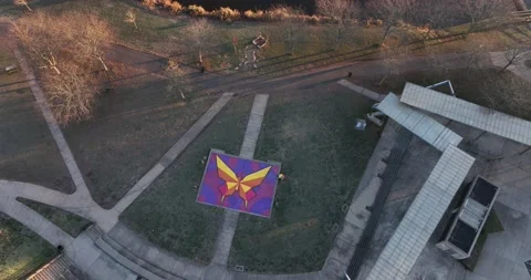 Aerial slow movement around greenery fie... | Stock Video | Pond5