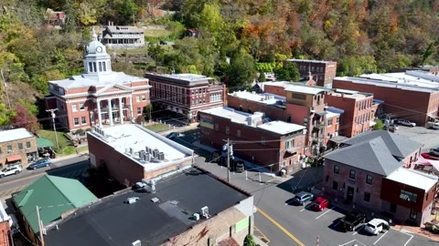 aerial slow push into Marshall NC, North... | Stock Video | Pond5