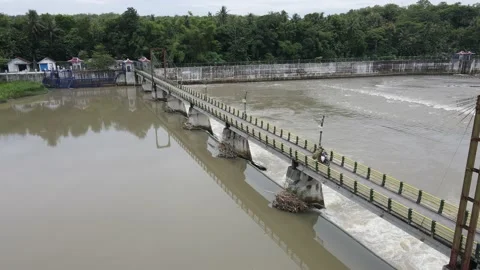 Aerial small dam river in big river Indo... | Stock Video | Pond5