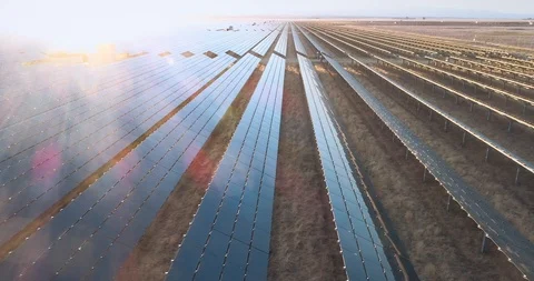 Aerial solar panels on a giant solar far... | Stock Video | Pond5