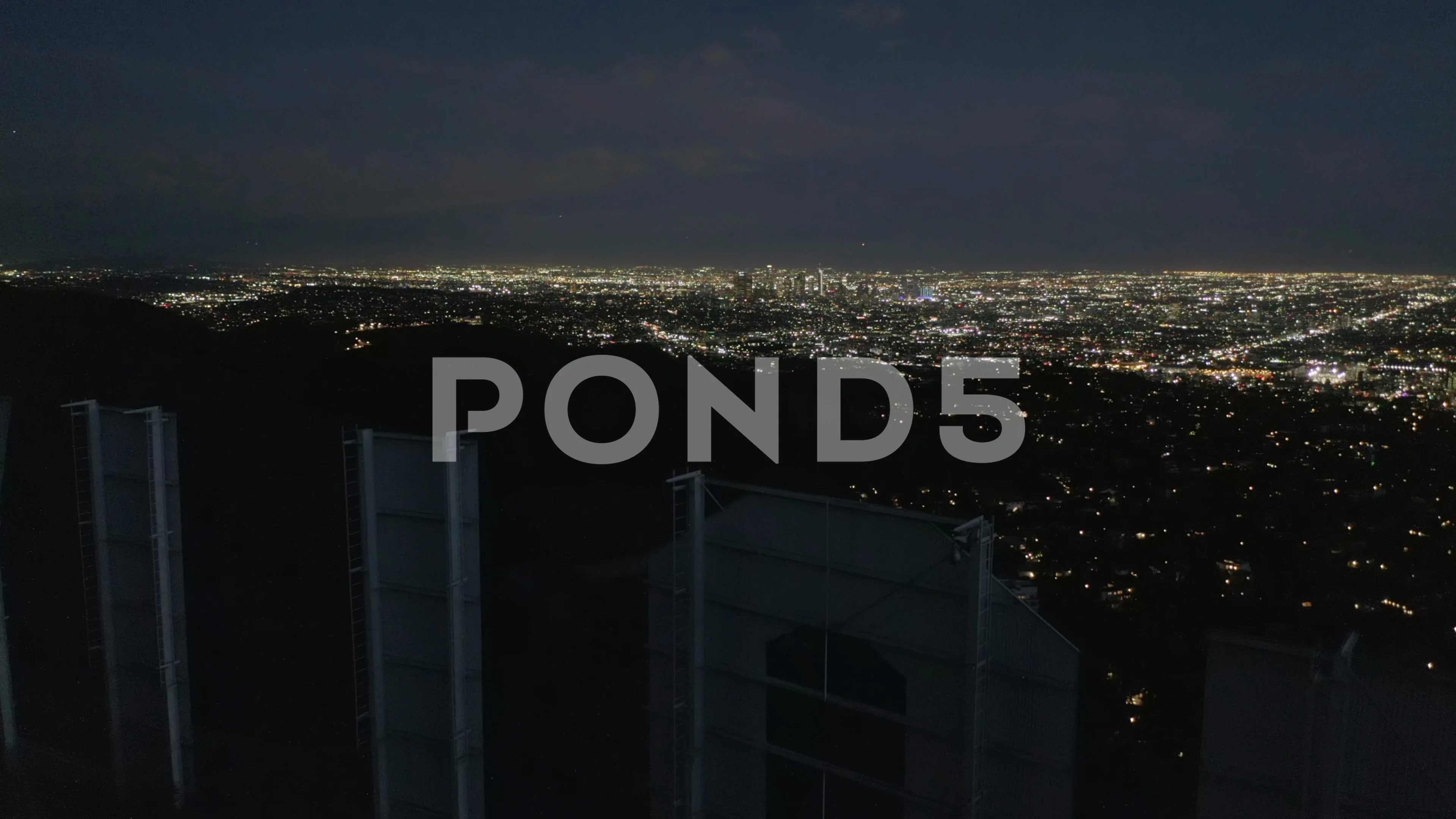 View From Hollywood Sign At Night