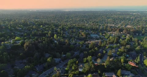 Aerial: Suburb of Menlo Park, Silicon Va... | Stock Video | Pond5