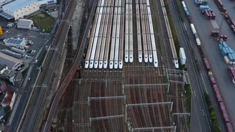 Aerial Tilt Reveal of Japanese Bullet Tr... | Stock Video | Pond5