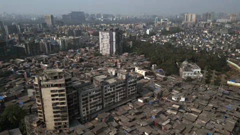 Aerial Tilt Up Shot of Dharavi Slums and... | Stock Video | Pond5