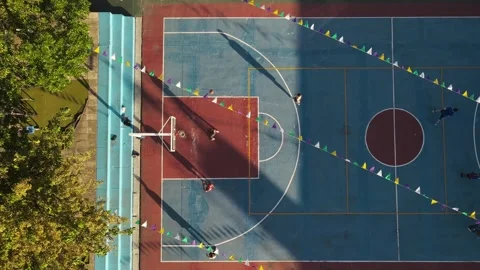 Aerial time lapse of people playing bask... | Stock Video | Pond5
