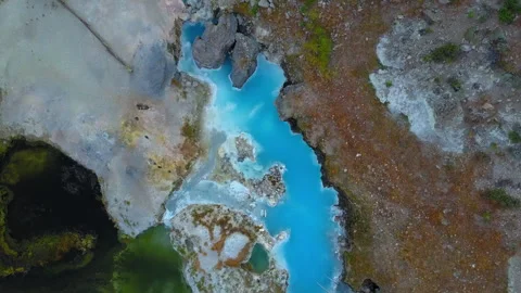 Aerial Top Descending View Of Boiling La... | Stock Video | Pond5