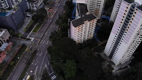 Aerial Top Down Flyover Built Up Singapo... | Stock Video | Pond5