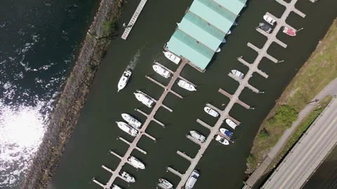 Aerial Top Down Orbital View of Boats Do... | Stock Video | Pond5